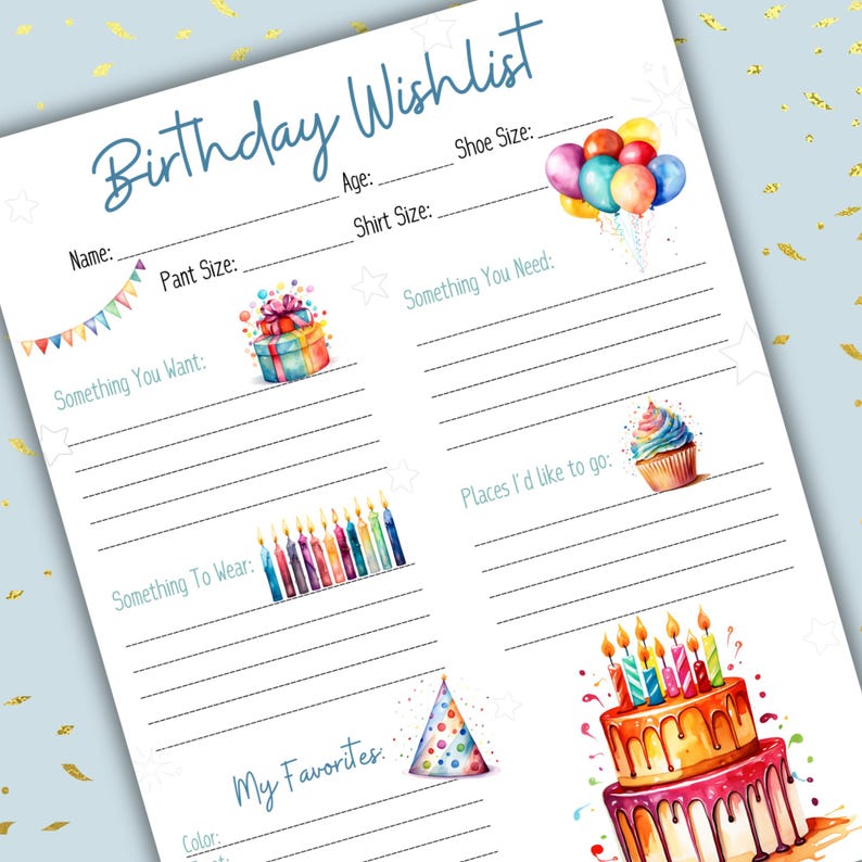 Kids Birthday Wishlist, Birthday Wishlist, Gift Wishlist - Etsy