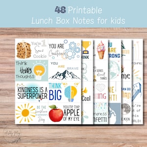 Kids Encouraging Lunch Box Notes, Printable Affirmations, Lunch Notes ...