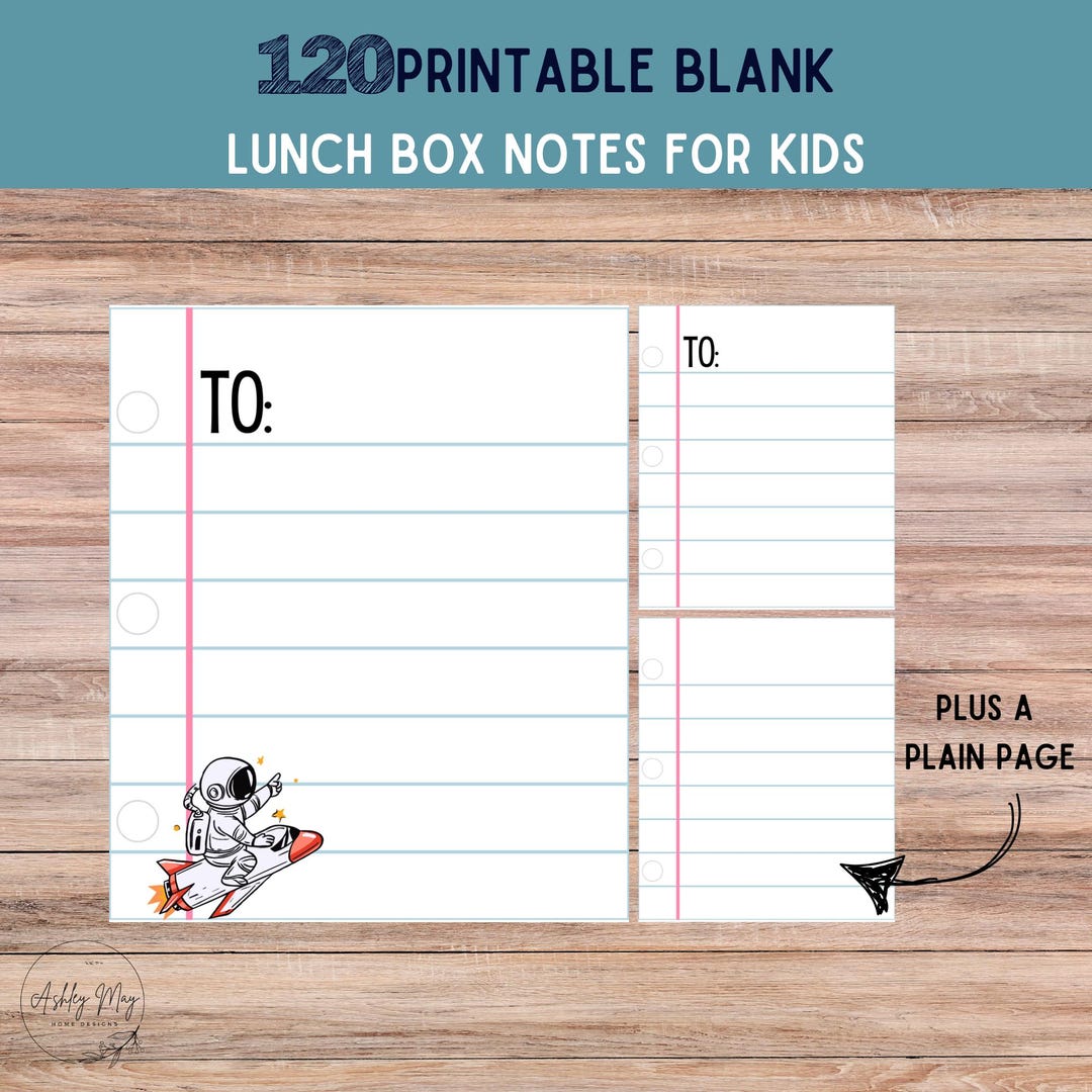Kids Blank Lunch Box Notes, Printable Notes, Blank Notes - Etsy