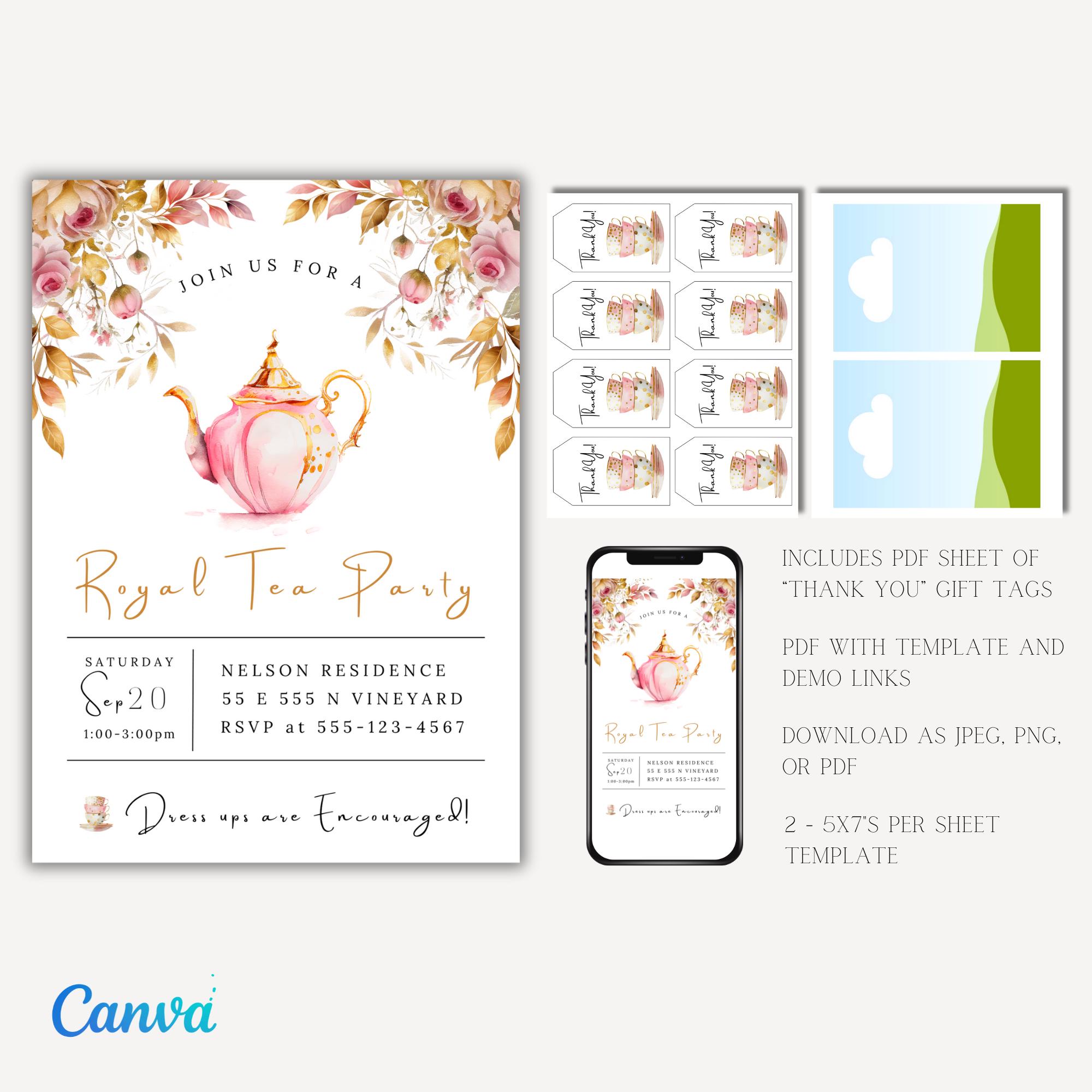 Editable Tea Party Invitation - Etsy