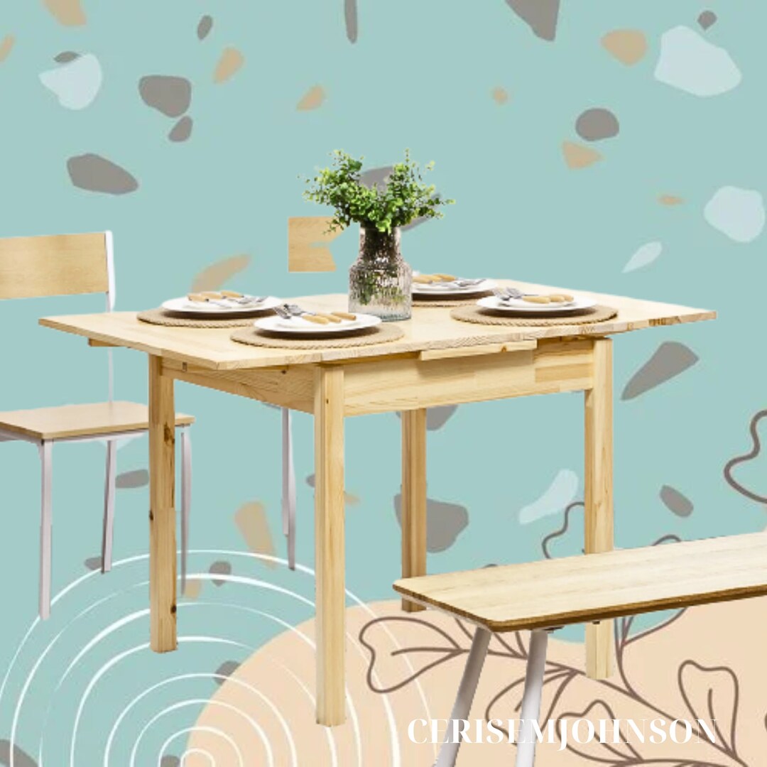 Pinewood Leaf Table: Drop Leaf Table With Length Adjustment - Etsy