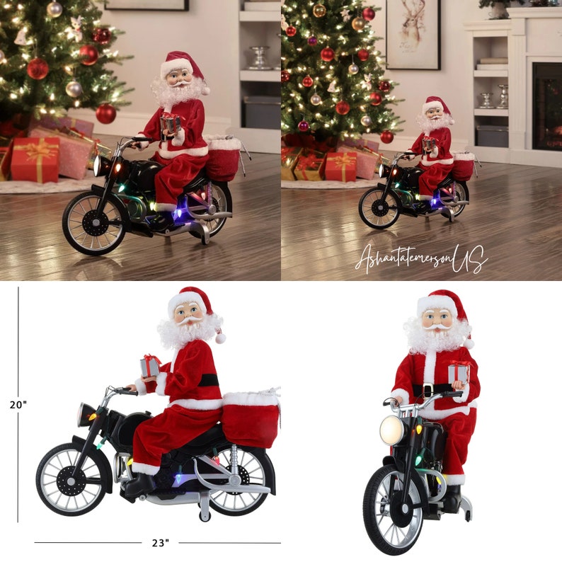 20 White Animated Santa on a Motorcycle - Etsy