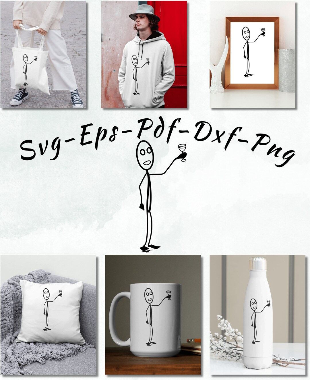 Stickman Design Svg Stickman Goblet Gift Design for Cricut - Etsy