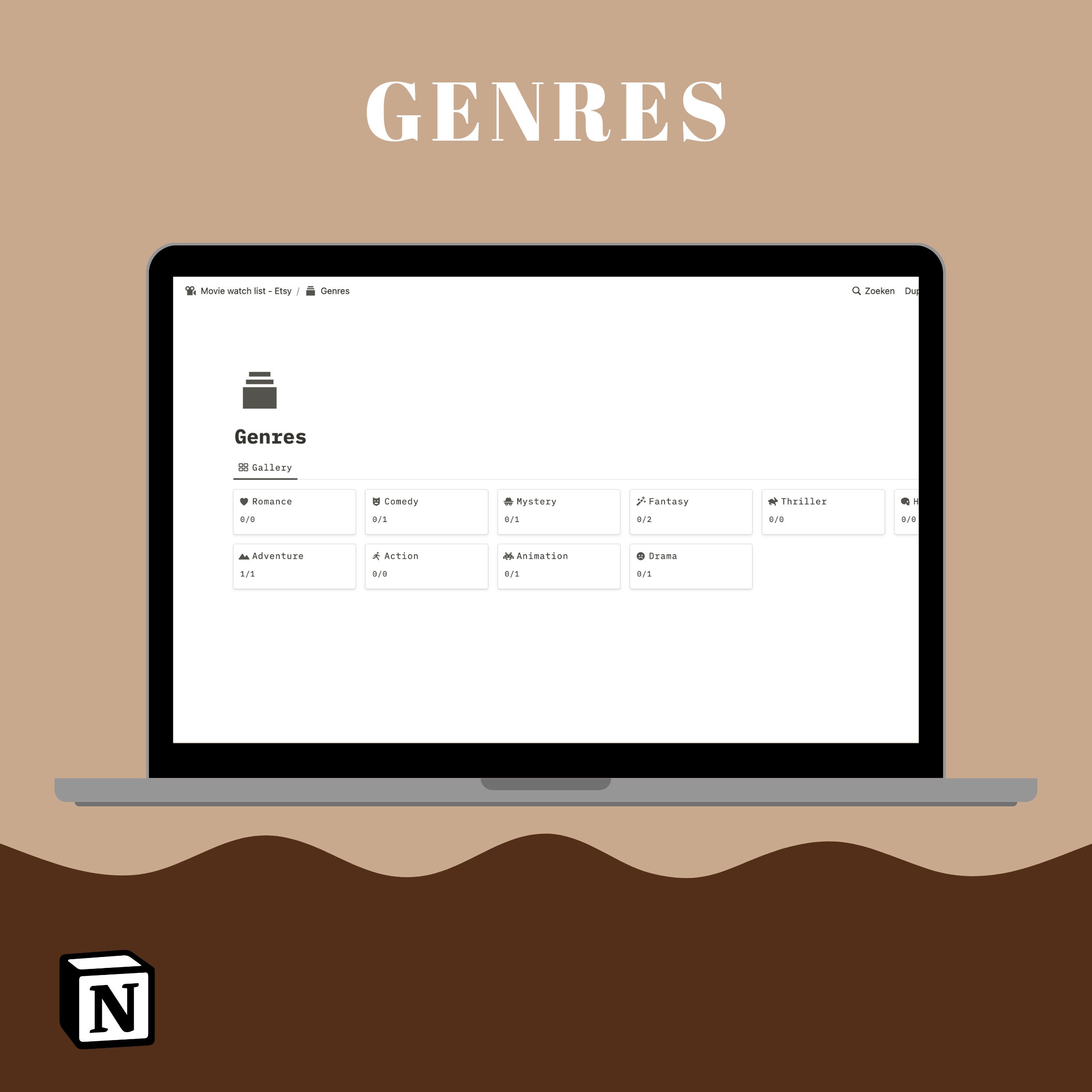 Movie Notion Dashboard Template: Movie / TV Show Tracker, Genre Sorting ...