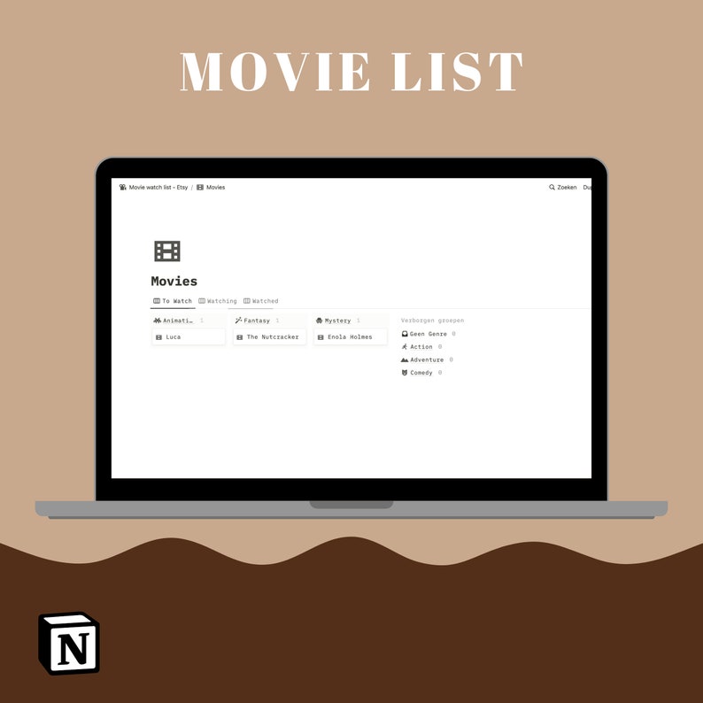 Movie Notion Dashboard Template: Movie / TV Show Tracker, Genre Sorting ...