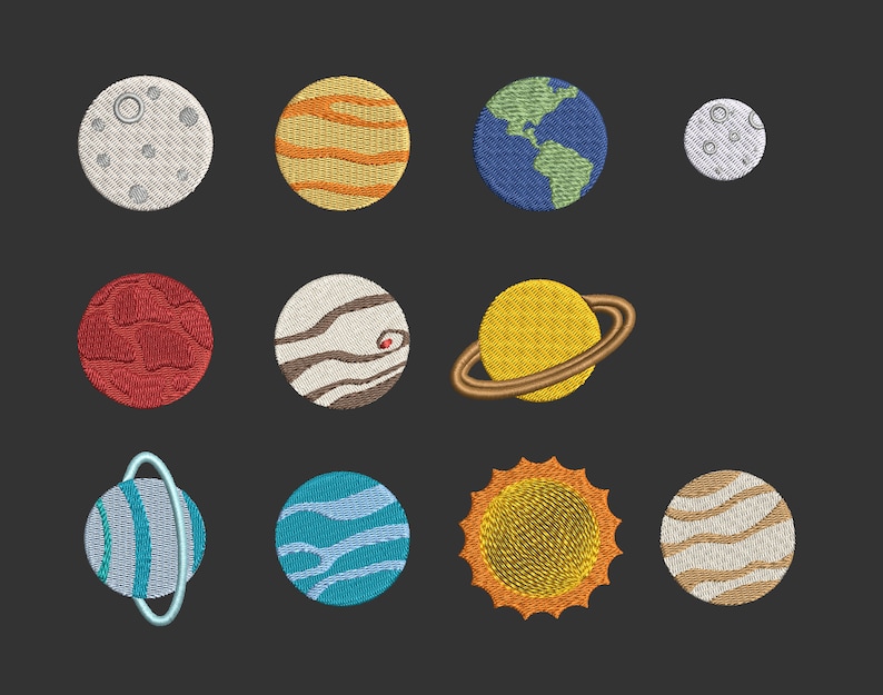 Planets & Solar System Machine Embroidery File - Digital Download ...