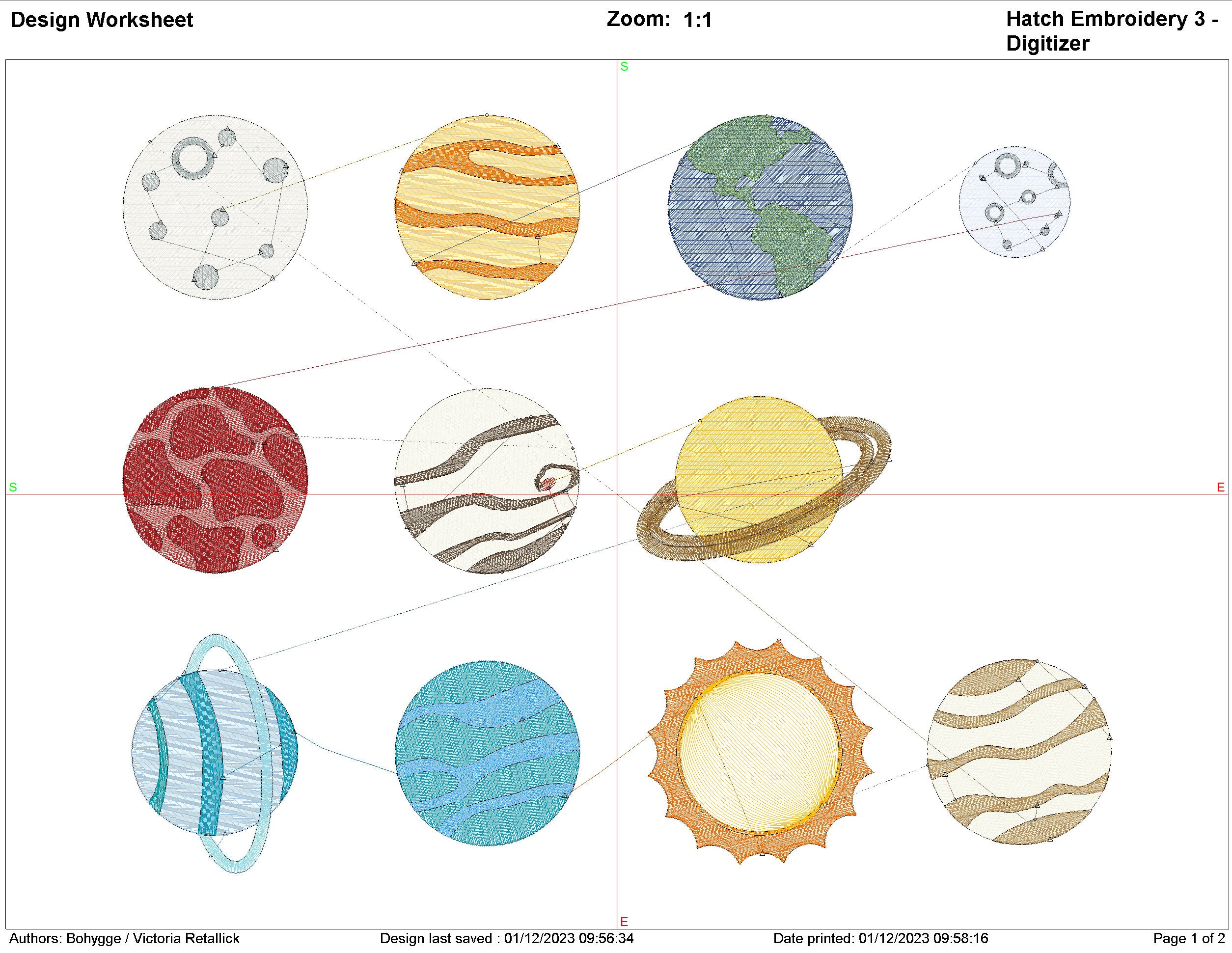 Planets & Solar System Machine Embroidery File - Digital Download ...