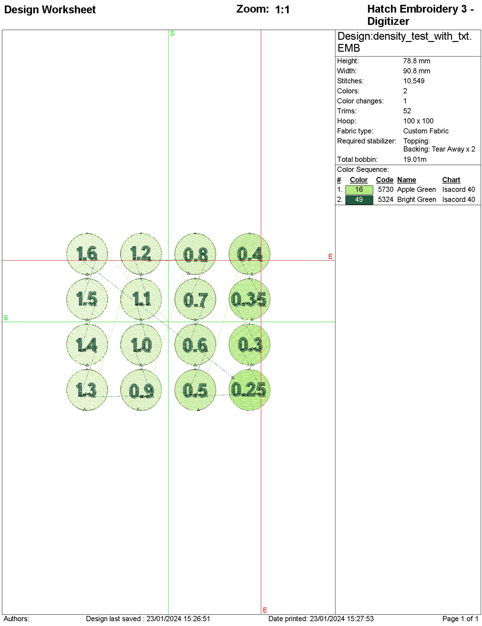 Machine Embroidery Density Testing Sampler for Embroidery Machine ...