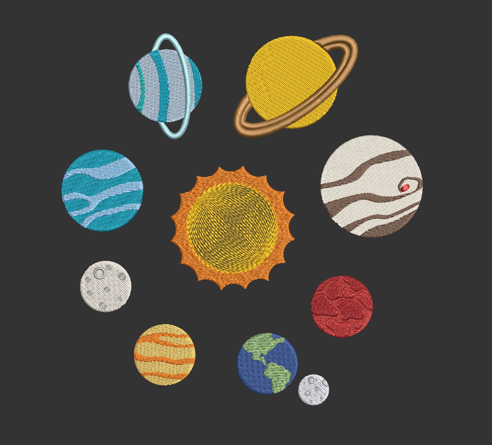 Planets & Solar System Machine Embroidery File - Digital Download ...