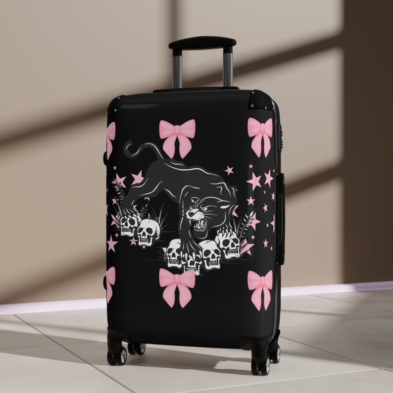 Kawaii Goth, Pink Bow Suitcase, Girls Suitcase, Panther Suitcase ...