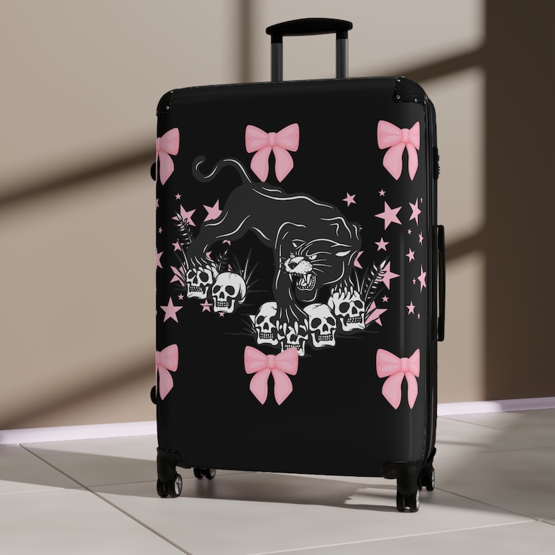 Kawaii Goth, Pink Bow Suitcase, Girls Suitcase, Panther Suitcase ...