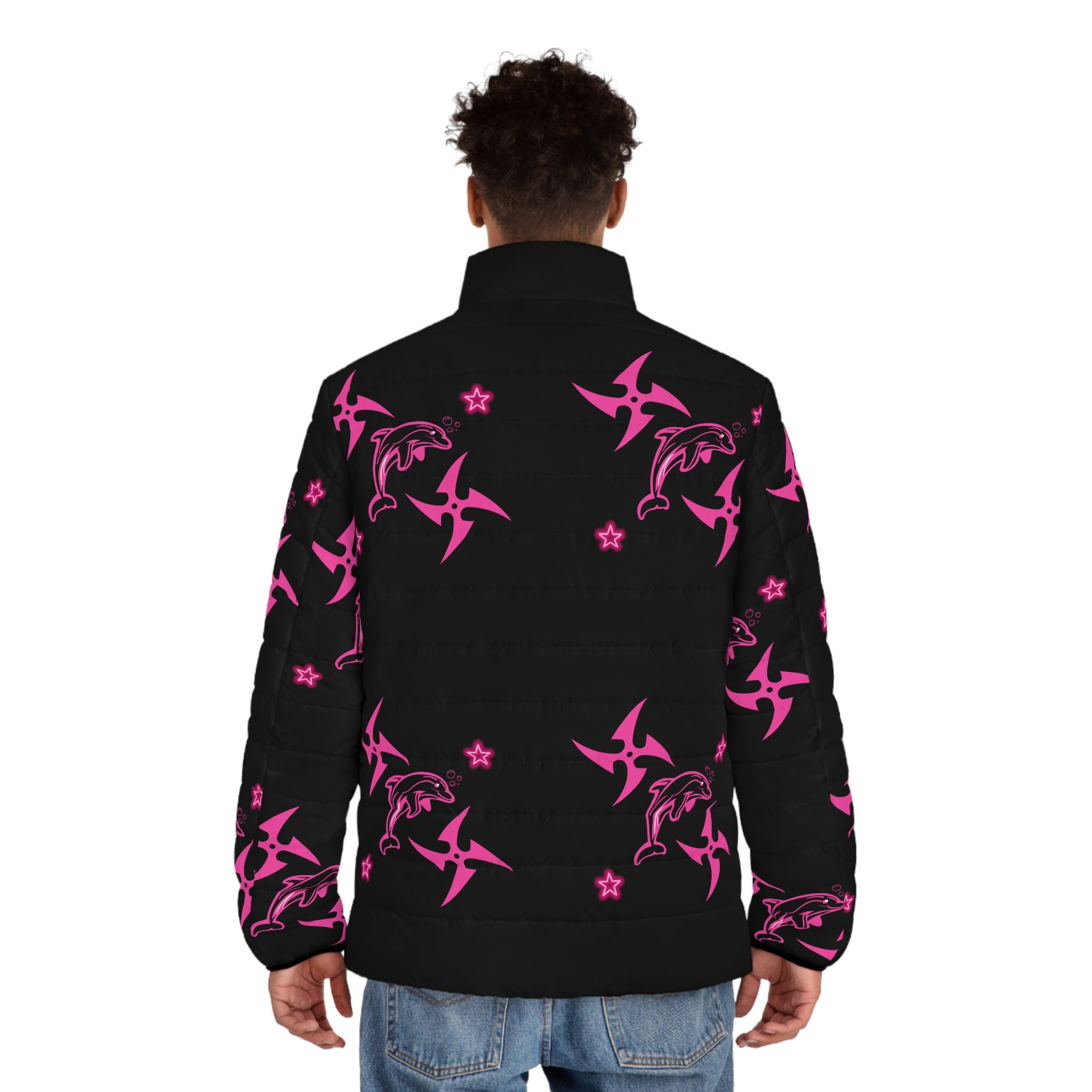 Dolphin Puffer Jacket, Tribal Jacket, Womens Puffer Jacket, Mens Puffer ...