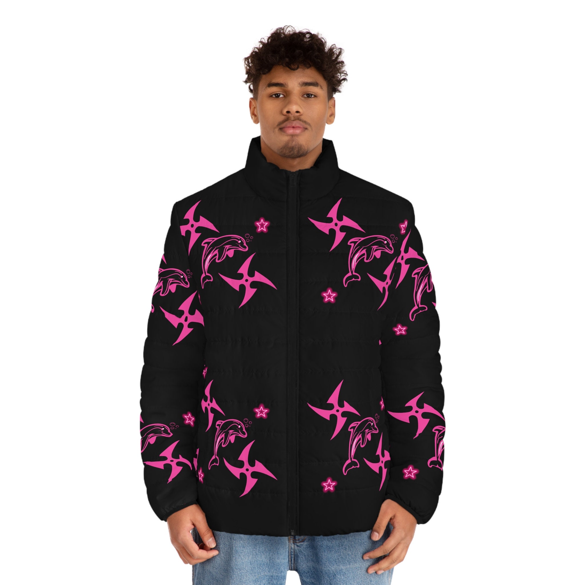 Dolphin Puffer Jacket, Tribal Jacket, Womens Puffer Jacket, Mens Puffer ...