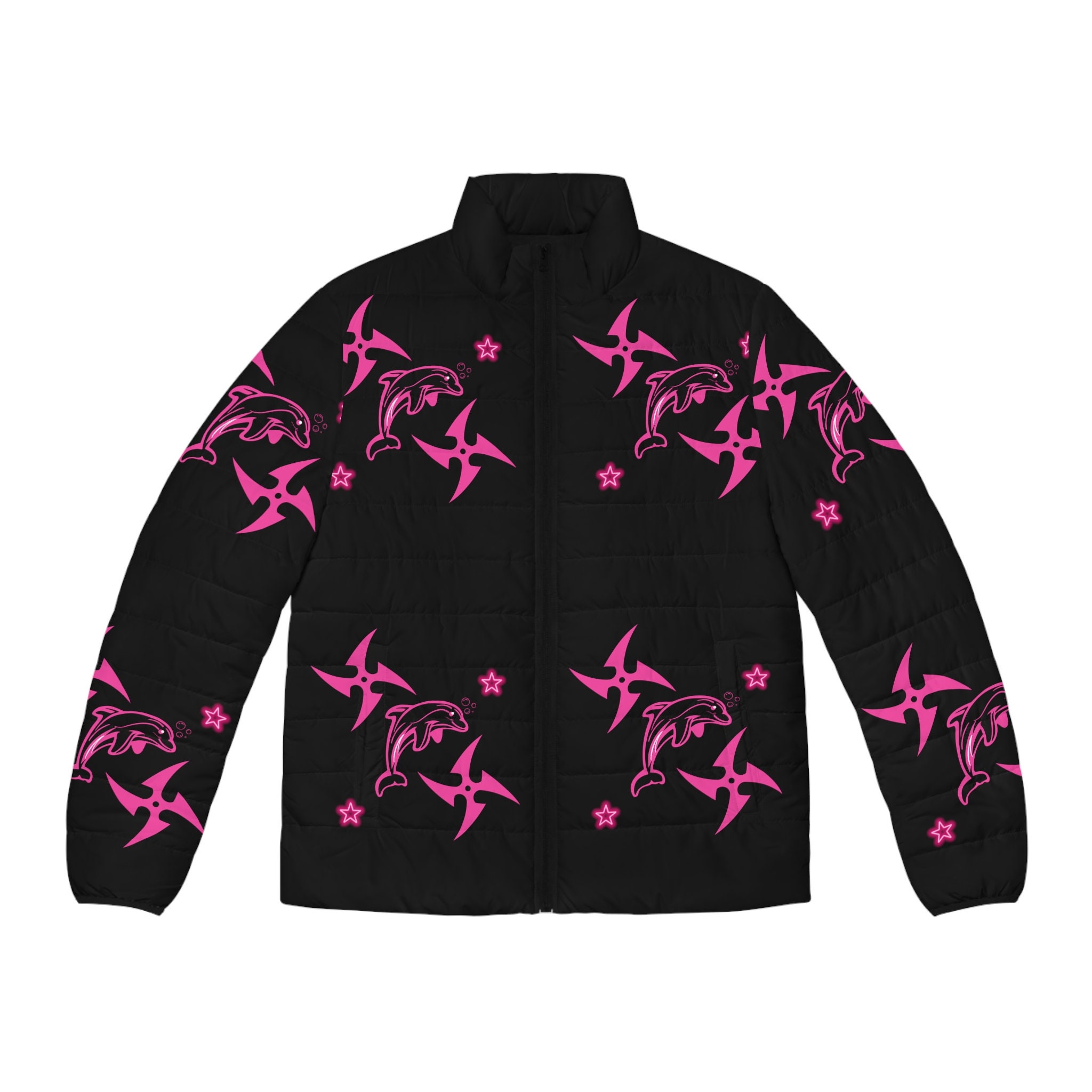 Dolphin Puffer Jacket, Tribal Jacket, Womens Puffer Jacket, Mens Puffer ...