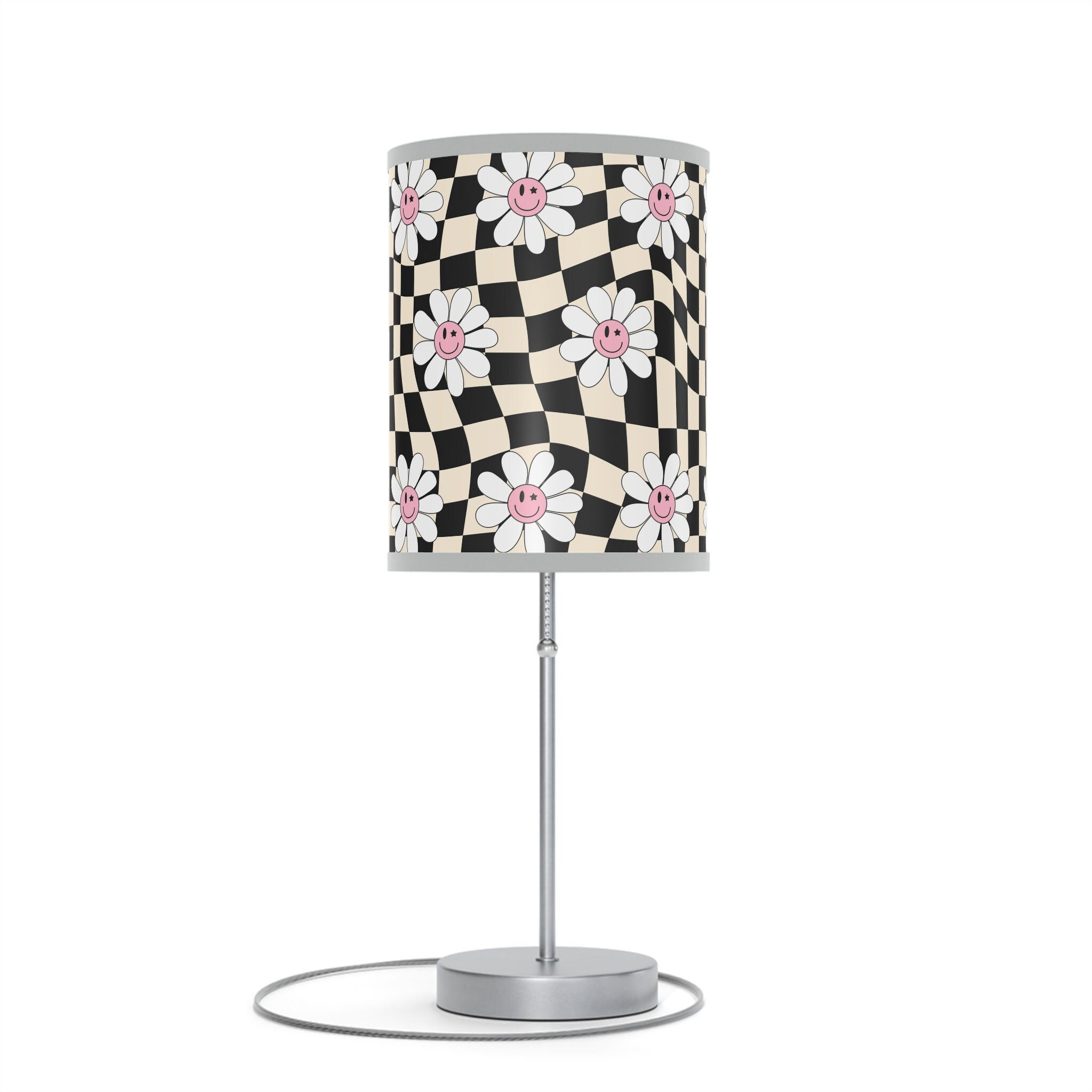 Checkered Pink Daisy Smiley Lamp - Etsy Australia