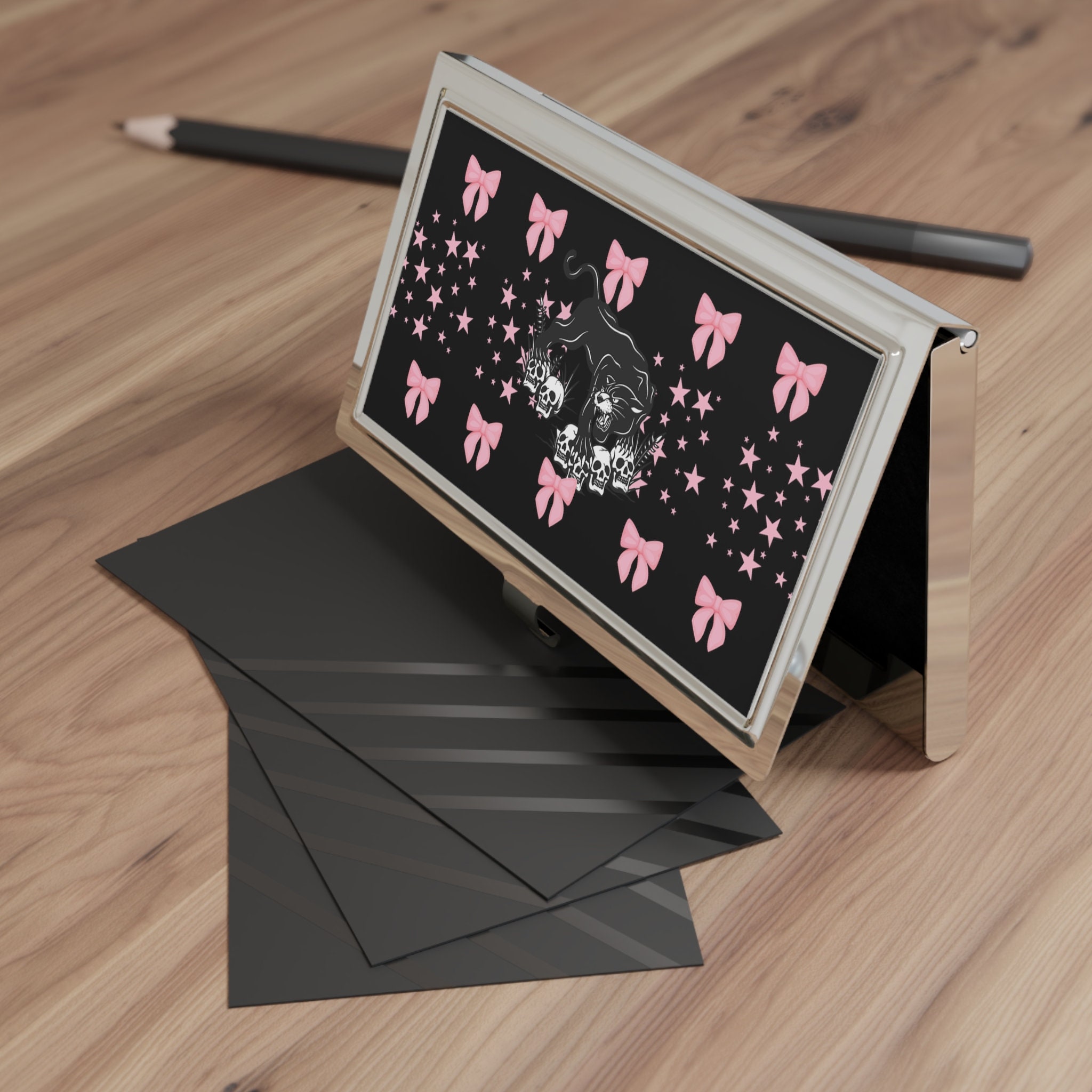 Coquette Card Holder, Valentines Gift, Tattoo Card Holder, Pink Bow ...