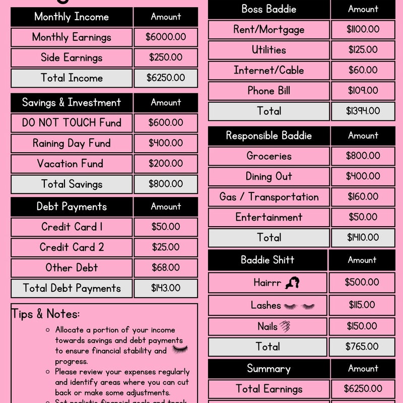 Baddie Budgeting Planner - Etsy