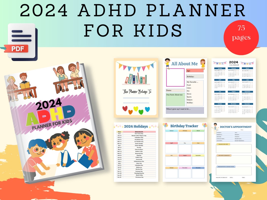 ADHD Planner for Kids 2024, Printable School Planner, ADHD Printable ...