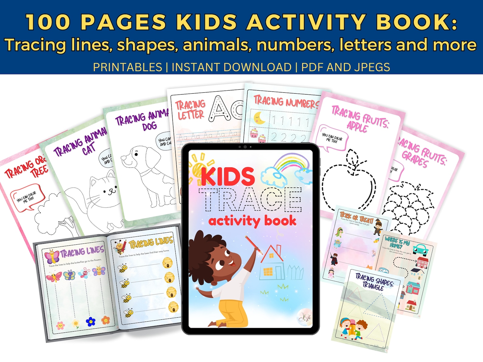 100 Pages Preschool and Kindergarten Activity Book | Printables | PDF ...