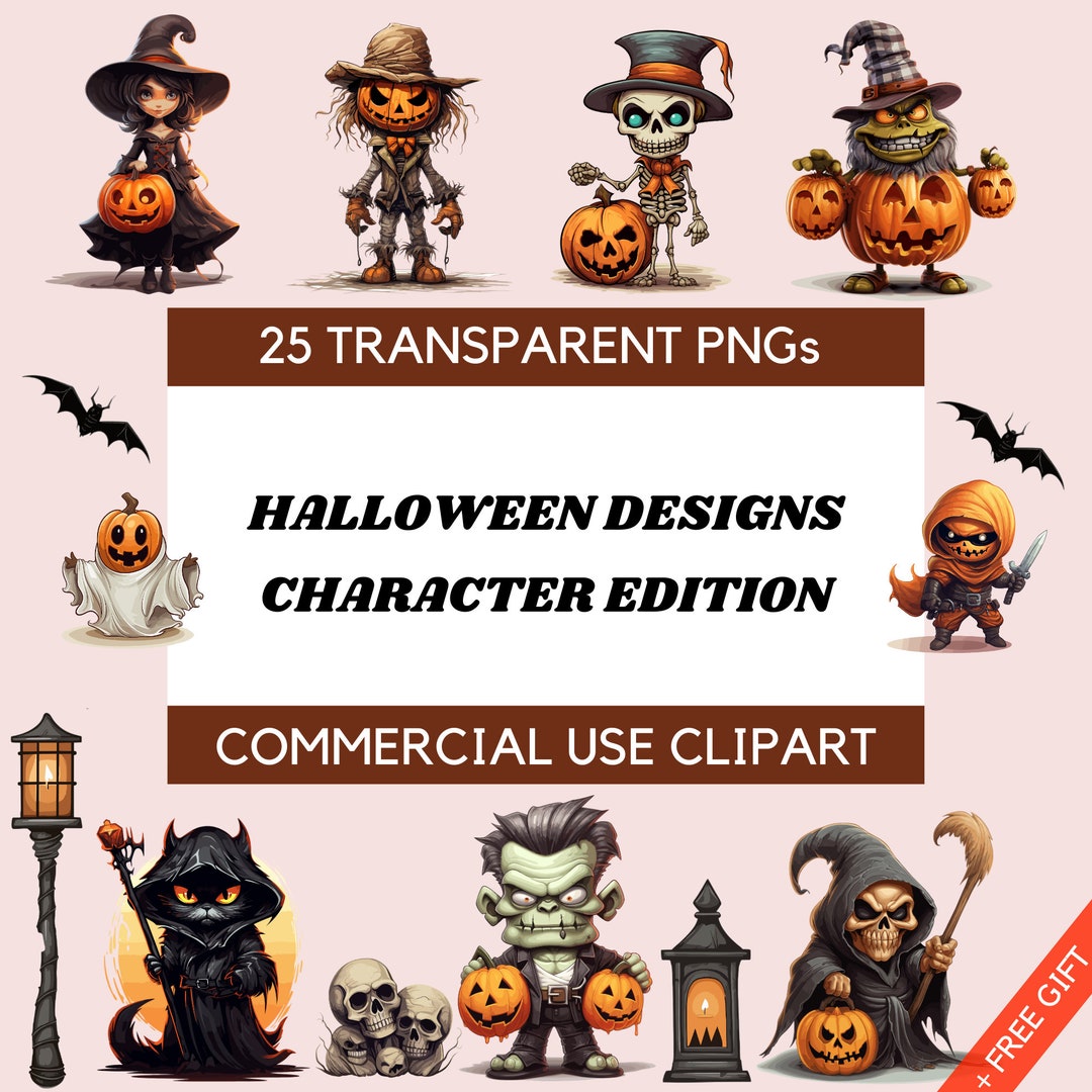 Character Halloween Clipart Cute Halloween Clipart Spooky - Etsy