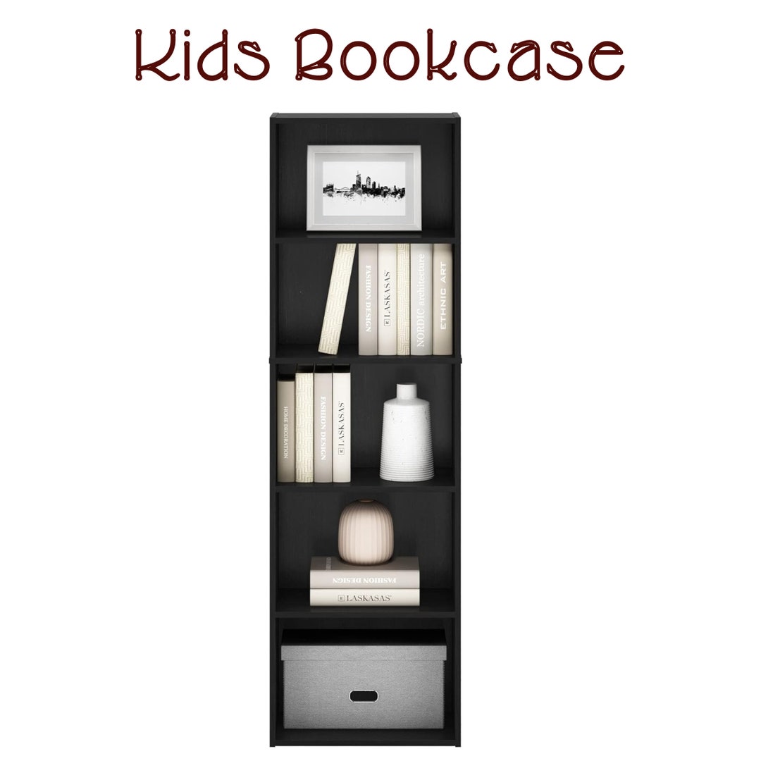 5-shelf Wooden Bookcase Handcrafted From Solid Wood Wooden - Etsy