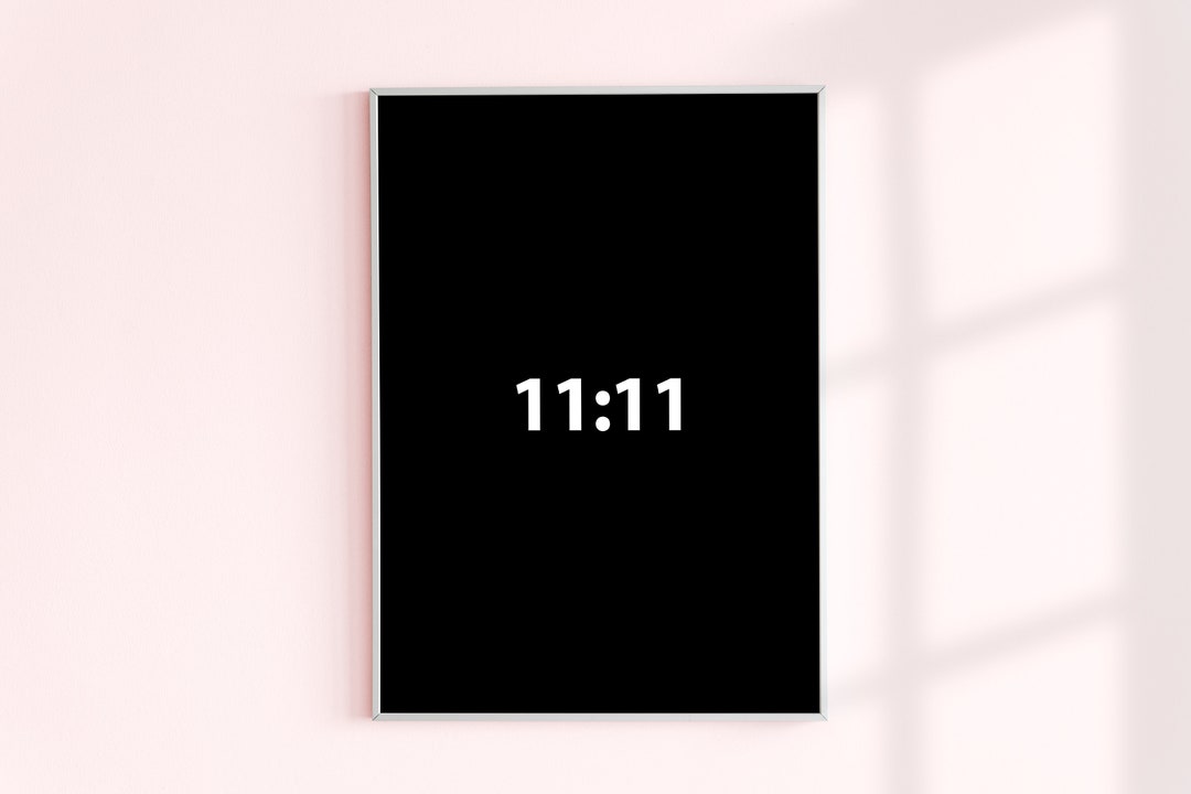11:11, Digital Print, Angel Number, Popular Time, Clock, Black Poster ...