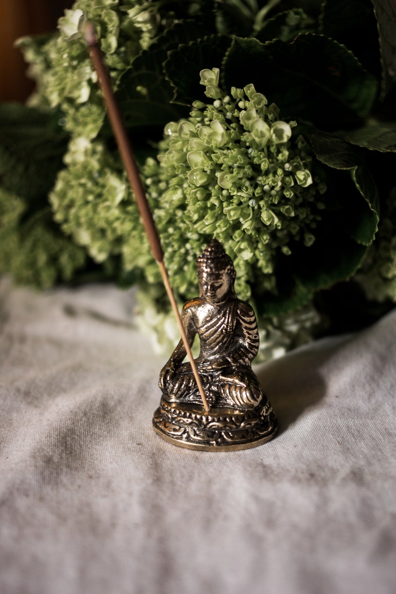 Mini Bronze Buddha Incense Holder, Buddha Statue, Antique Bronze ...