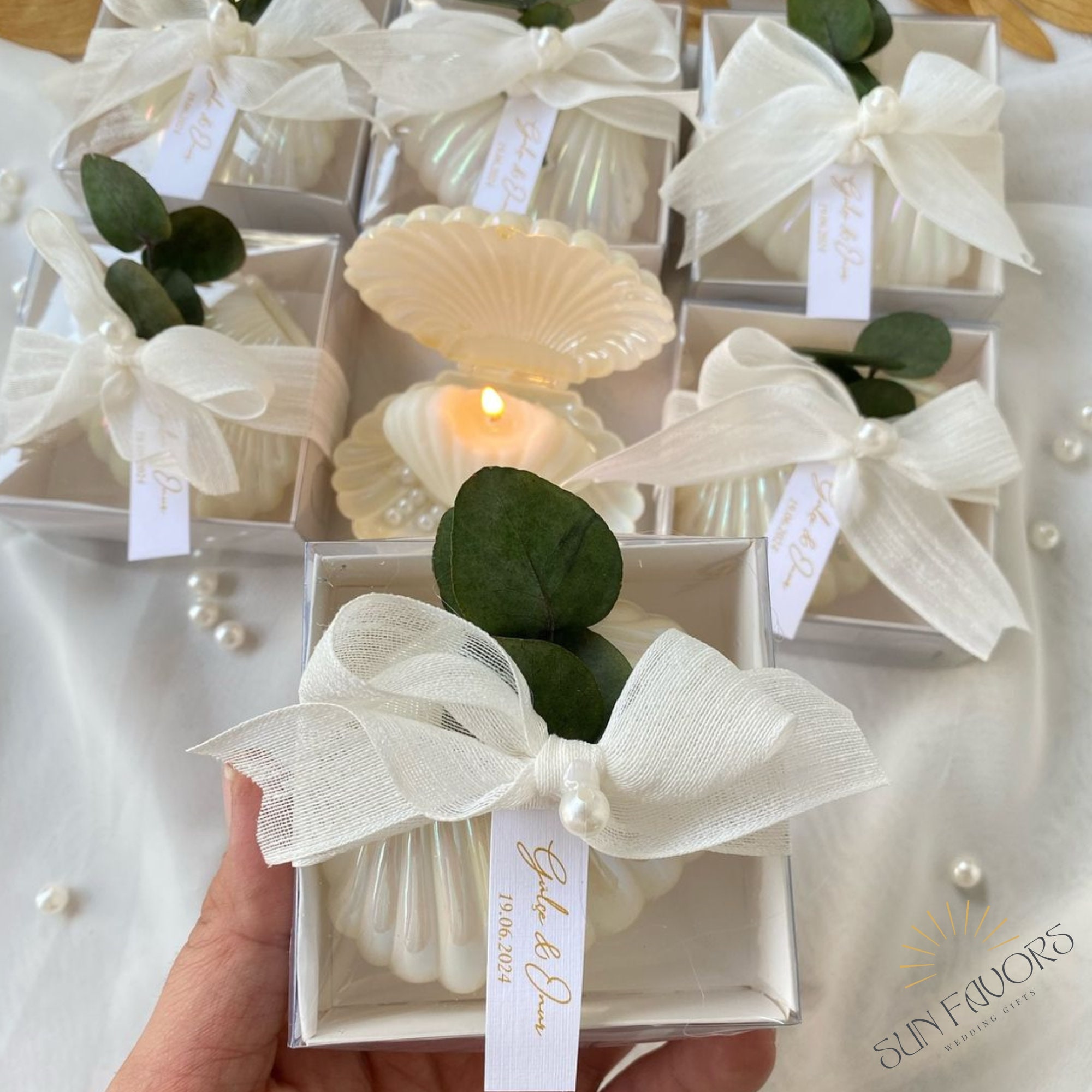 Personalized Shell Shaped Candle Wedding Favors, Custom Wedding Oyster ...