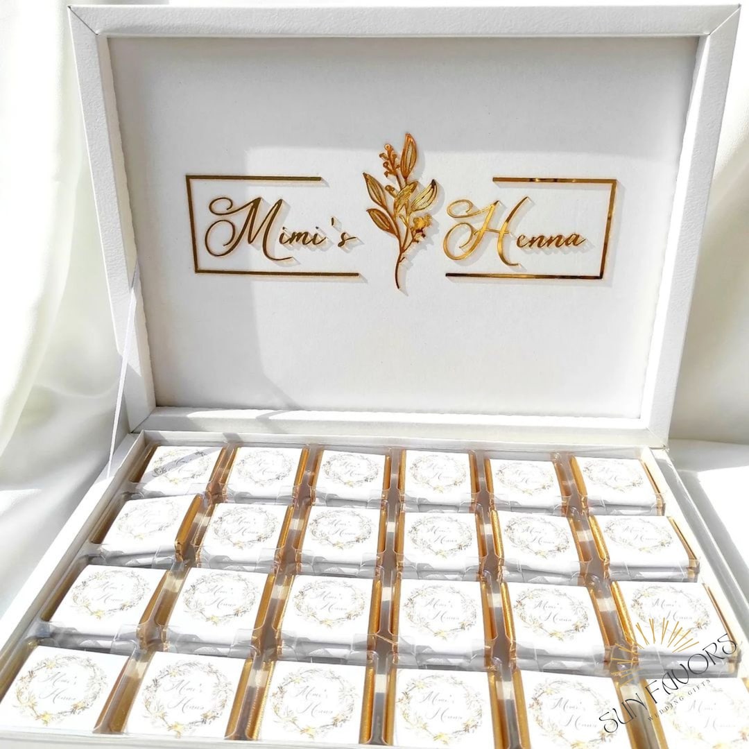 Personalized Henna Chocolate Box, Wedding Favor Chocolate, Engagement ...