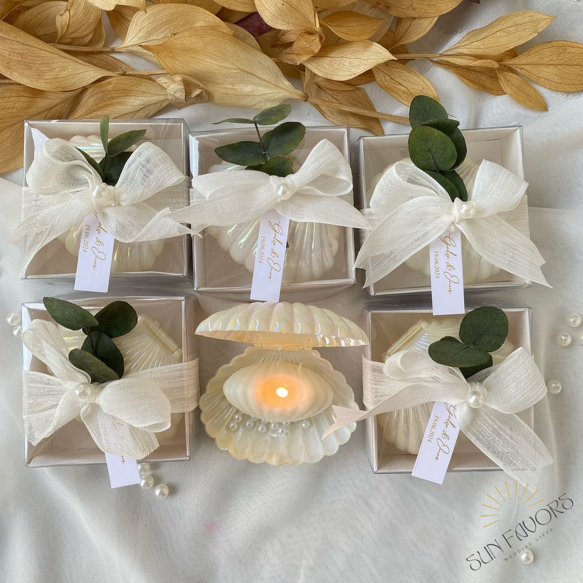 Personalized Shell Shaped Candle Wedding Favors, Custom Wedding Oyster ...