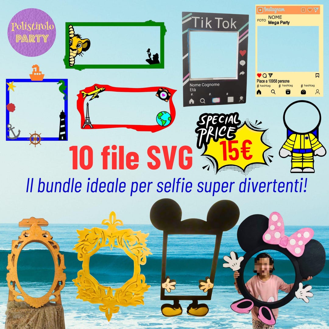 Selfie Frame Bundle: 10 SVG Files for Styrofoam Cutting Machines (e.g ...