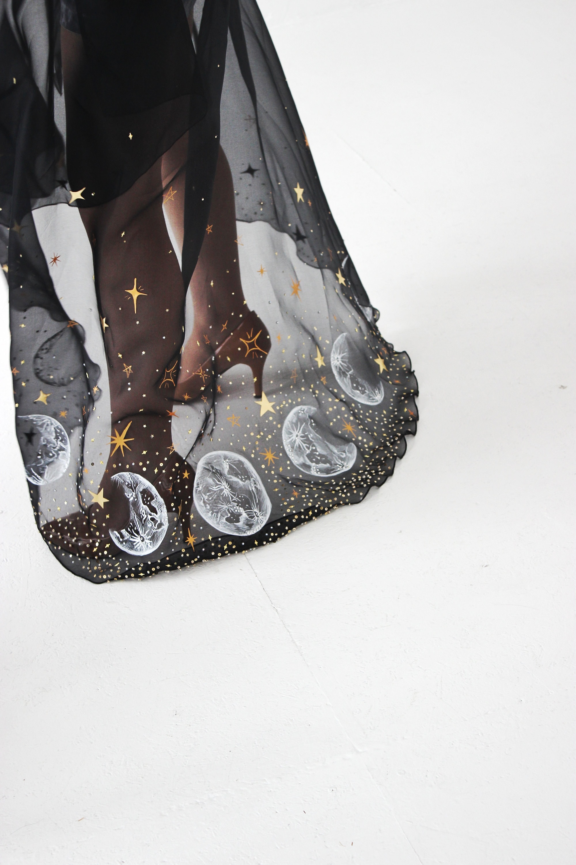 Black Moon Dress Black Wedding Dress Organza Silk Dress Moon Dress Star ...