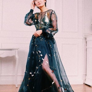 Blue Wedding Dress Star Dress Celestial Wedding Dress Custom Wedding ...