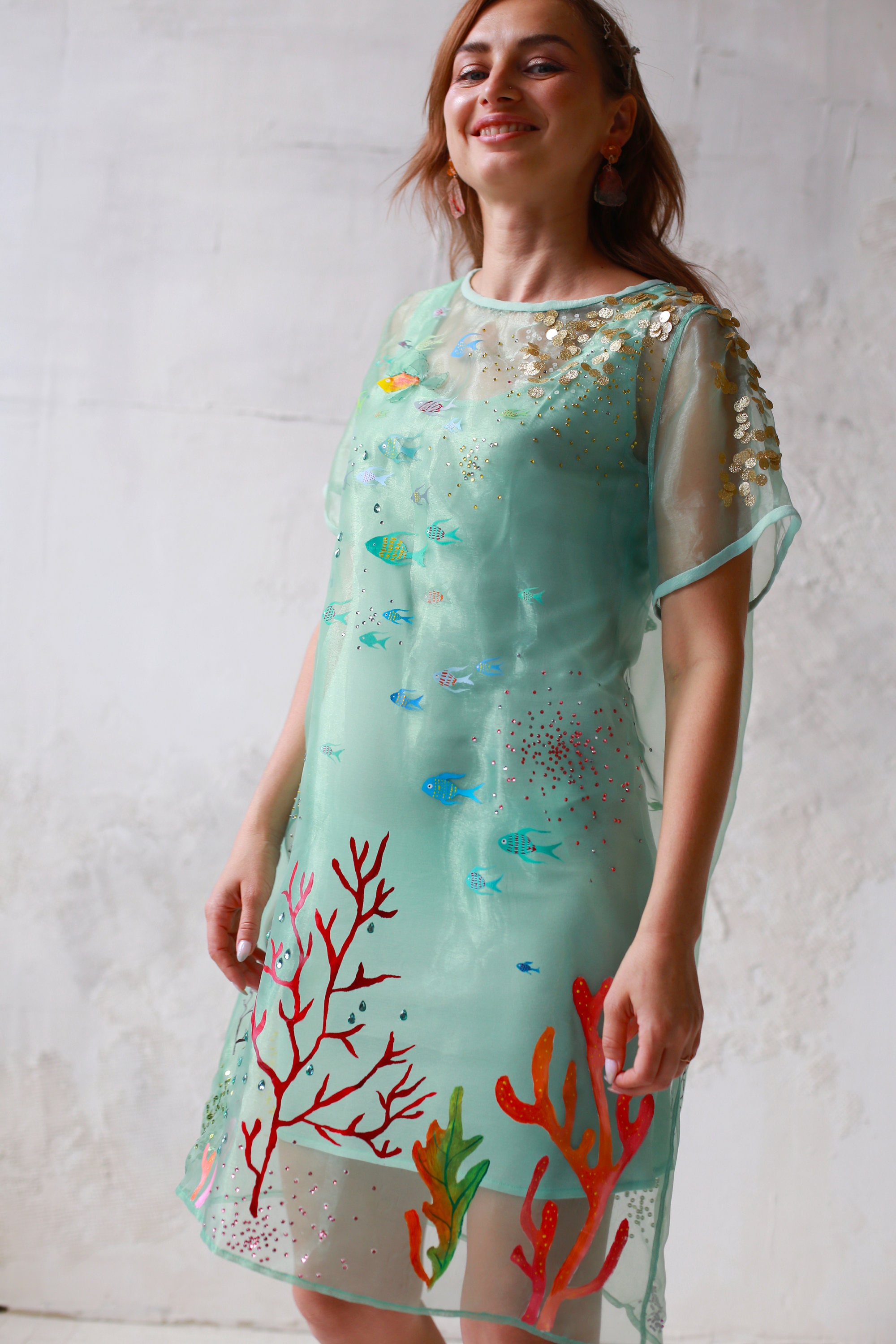 Organsa Dress Party Dress Sea Dress Unique Prom Dress T-shirt Dress ...