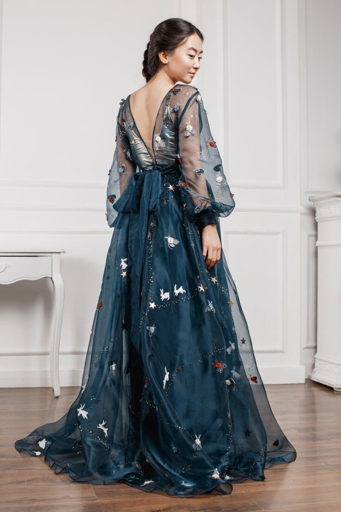 Blue Wedding Dress Star Dress Celestial Wedding Dress Custom Wedding ...