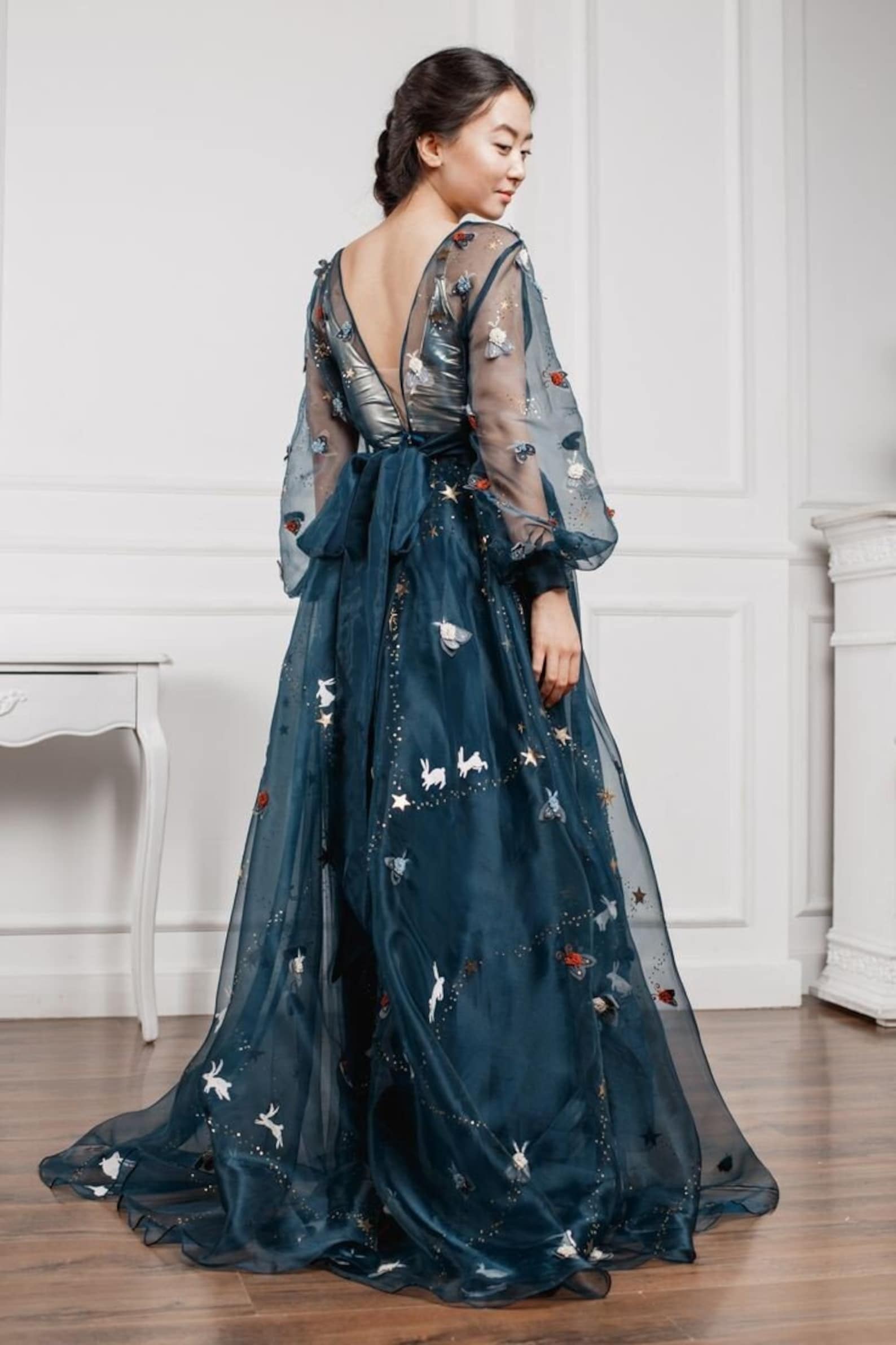 Blue Wedding Dress Star Dress Celestial Wedding Dress Custom Wedding ...