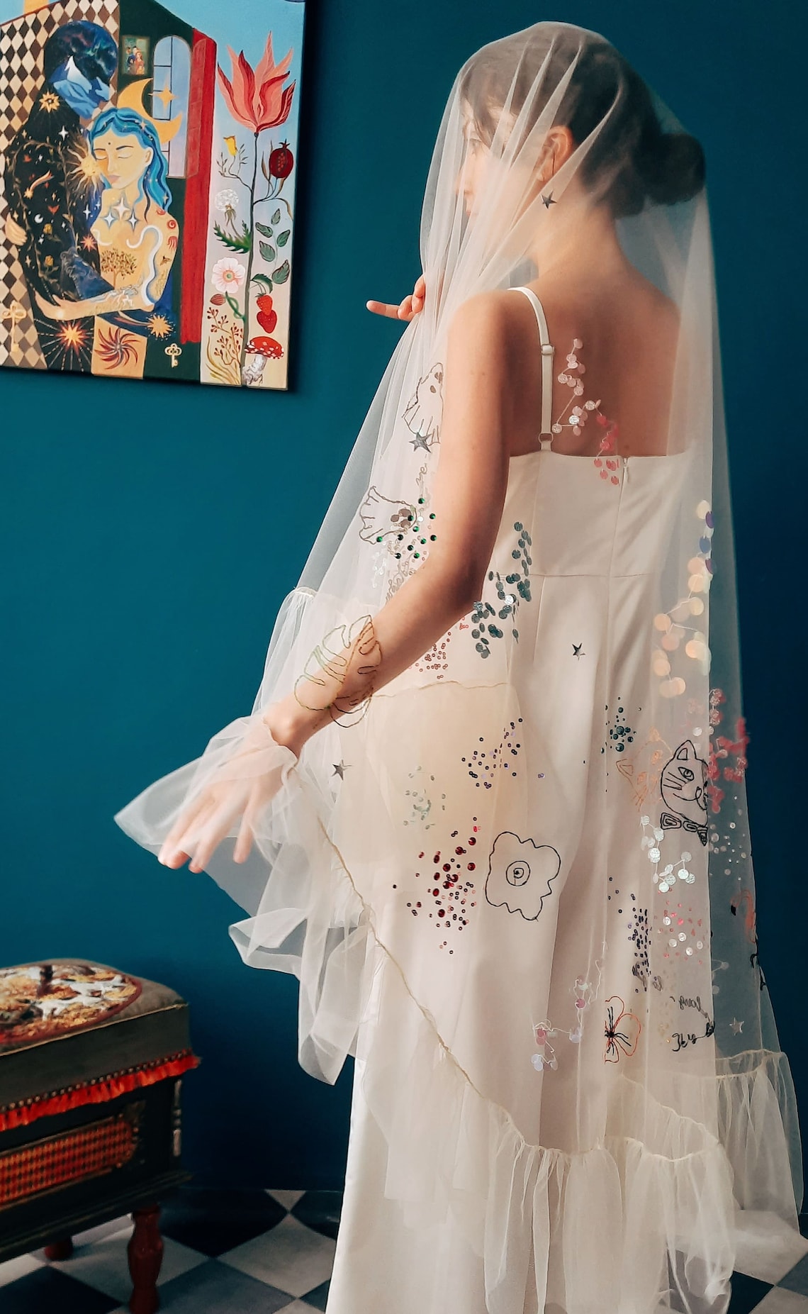 Romantik Wedding Veil Embroidery Wedding Veil Custom Veil Bridal Custom ...