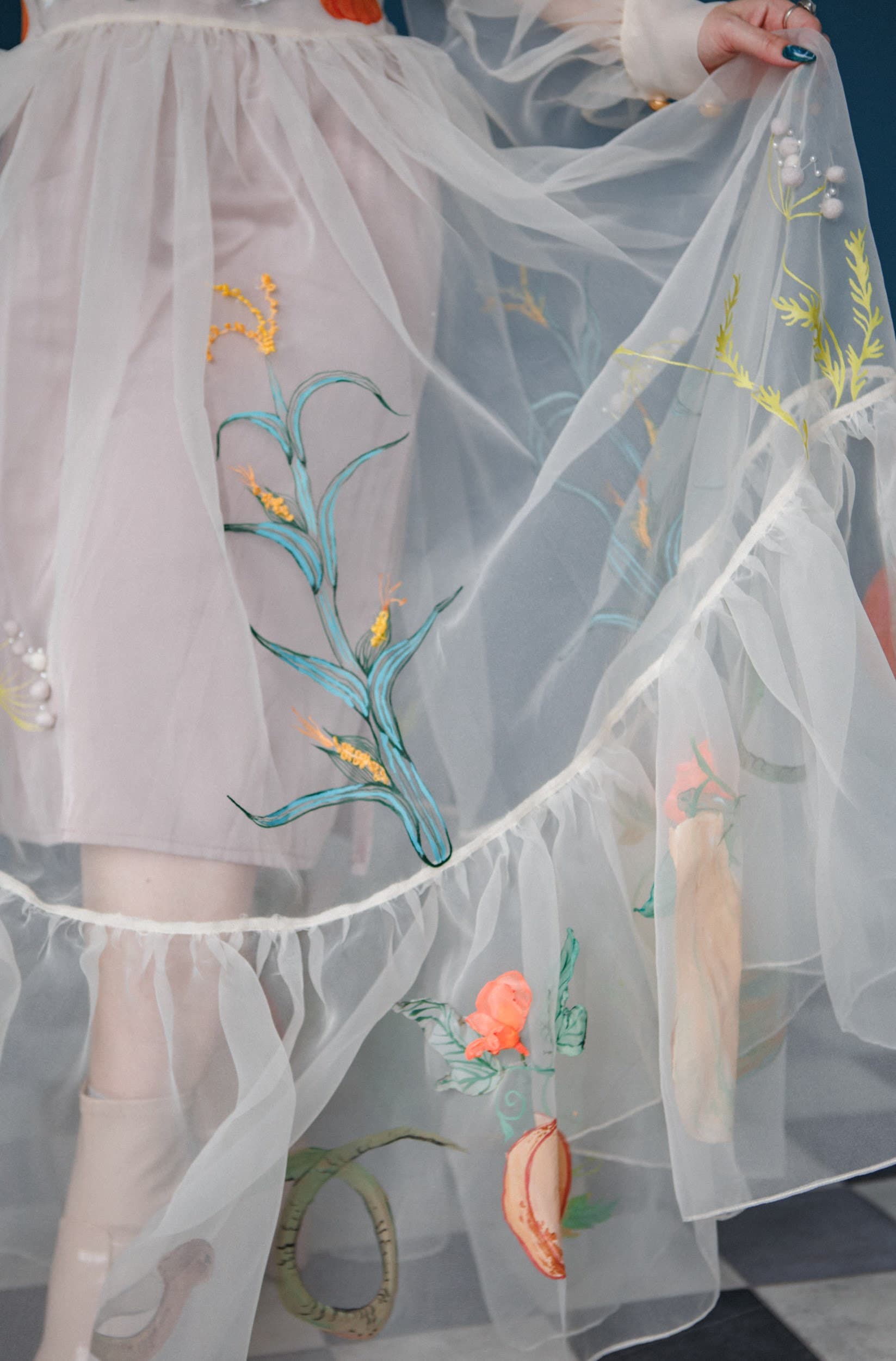 Botanical Wedding Dress Custom Wedding Dress Floral Dress White Organza ...