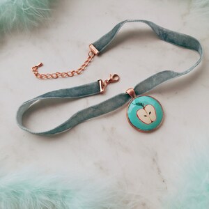 Choker Necklace, Apple Choker Necklace, Apple Necklace, Velvet Choker ...
