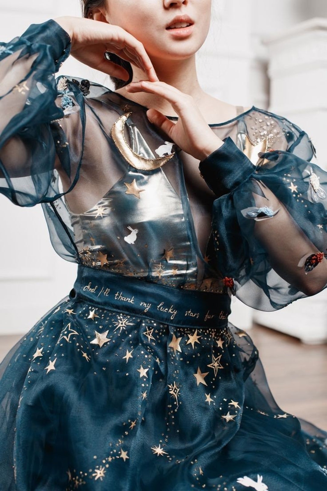 Blue Wedding Dress Star Dress Celestial Wedding Dress Custom Wedding ...