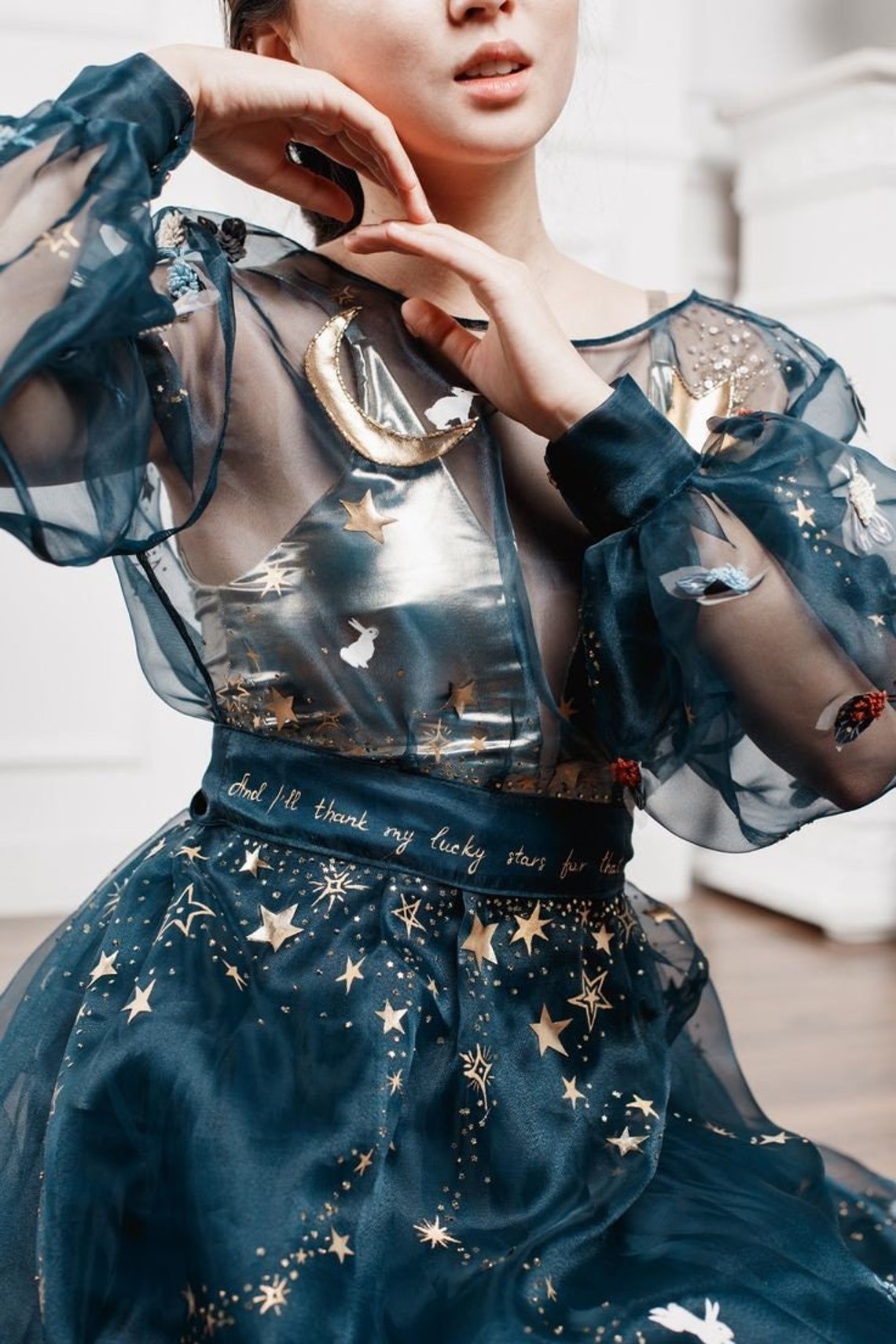 Blue Wedding Dress Star Dress Celestial Wedding Dress Custom Wedding ...