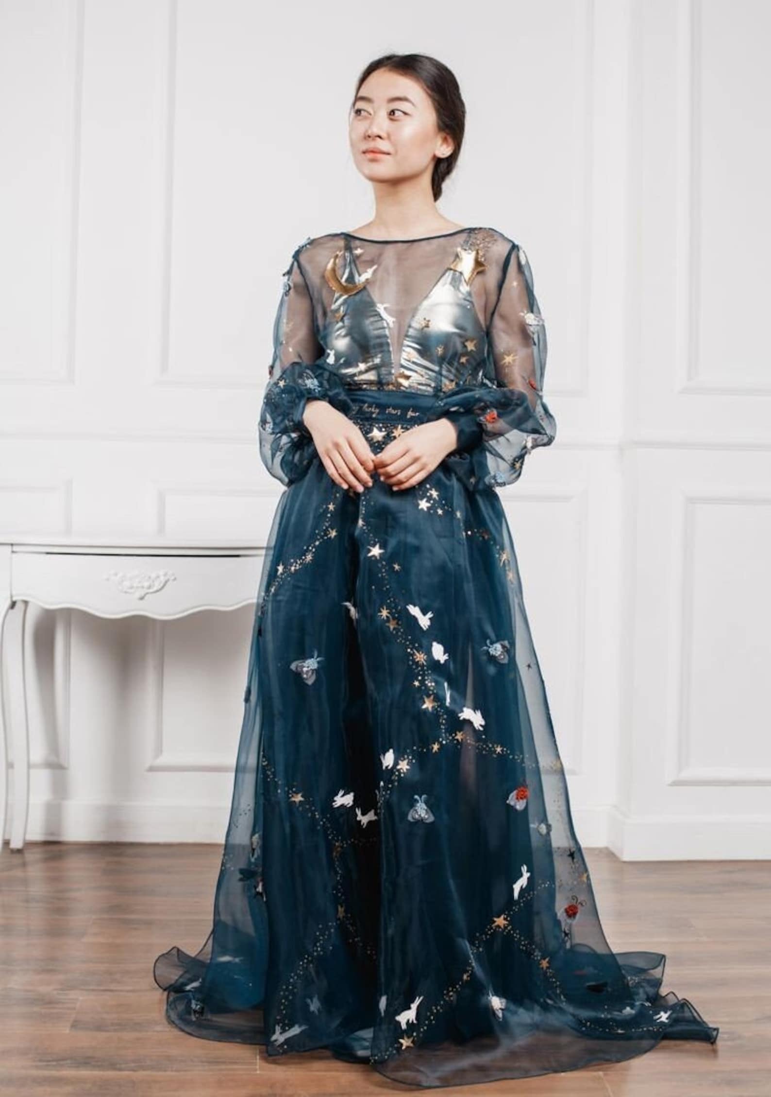 Blue Wedding Dress Star Dress Celestial Wedding Dress Custom Wedding ...