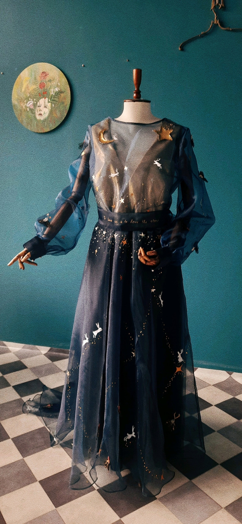 Blue Wedding Dress Star Dress Celestial Wedding Dress Custom Wedding ...