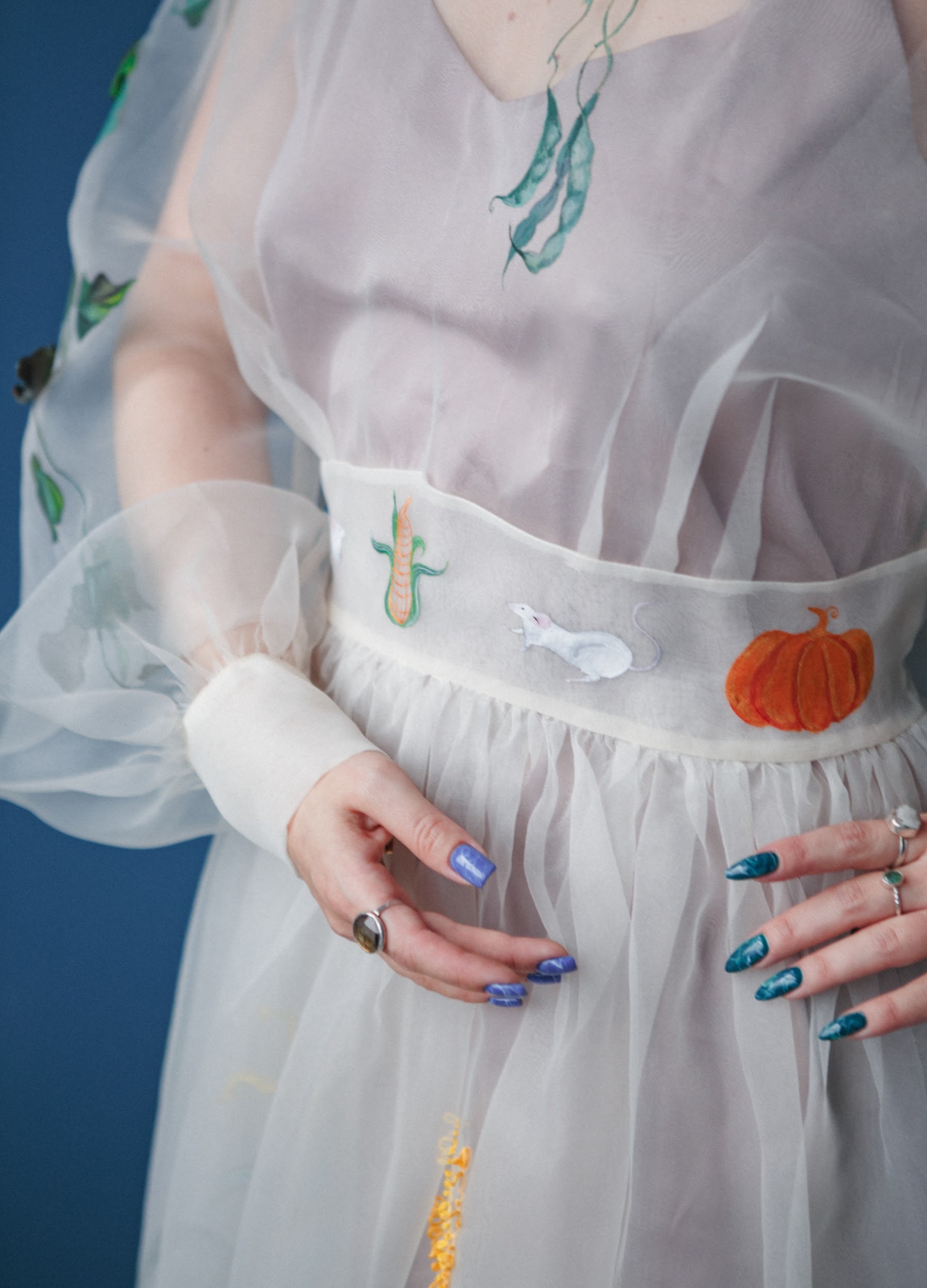 Botanical Wedding Dress Custom Wedding Dress Floral Dress White Organza ...