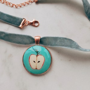 Choker Necklace, Apple Choker Necklace, Apple Necklace, Velvet Choker ...