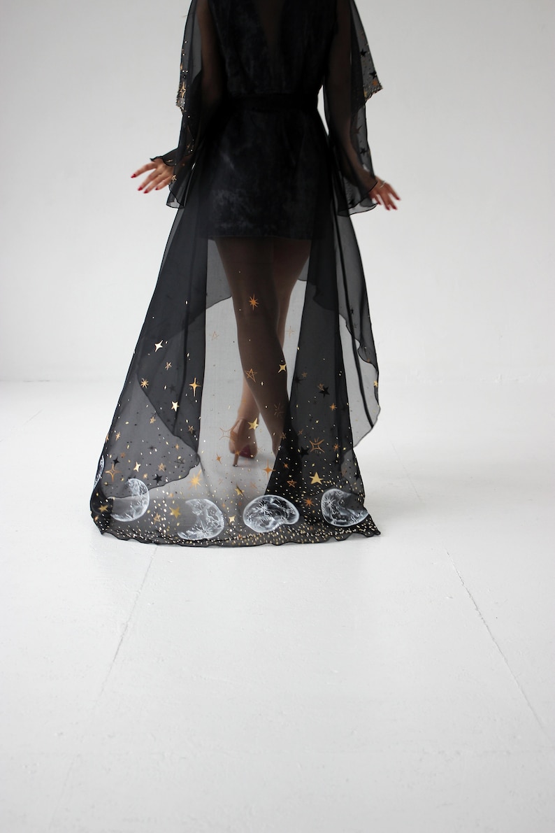 Black Moon Dress Black Wedding Dress Organza Silk Dress Moon Dress Star ...