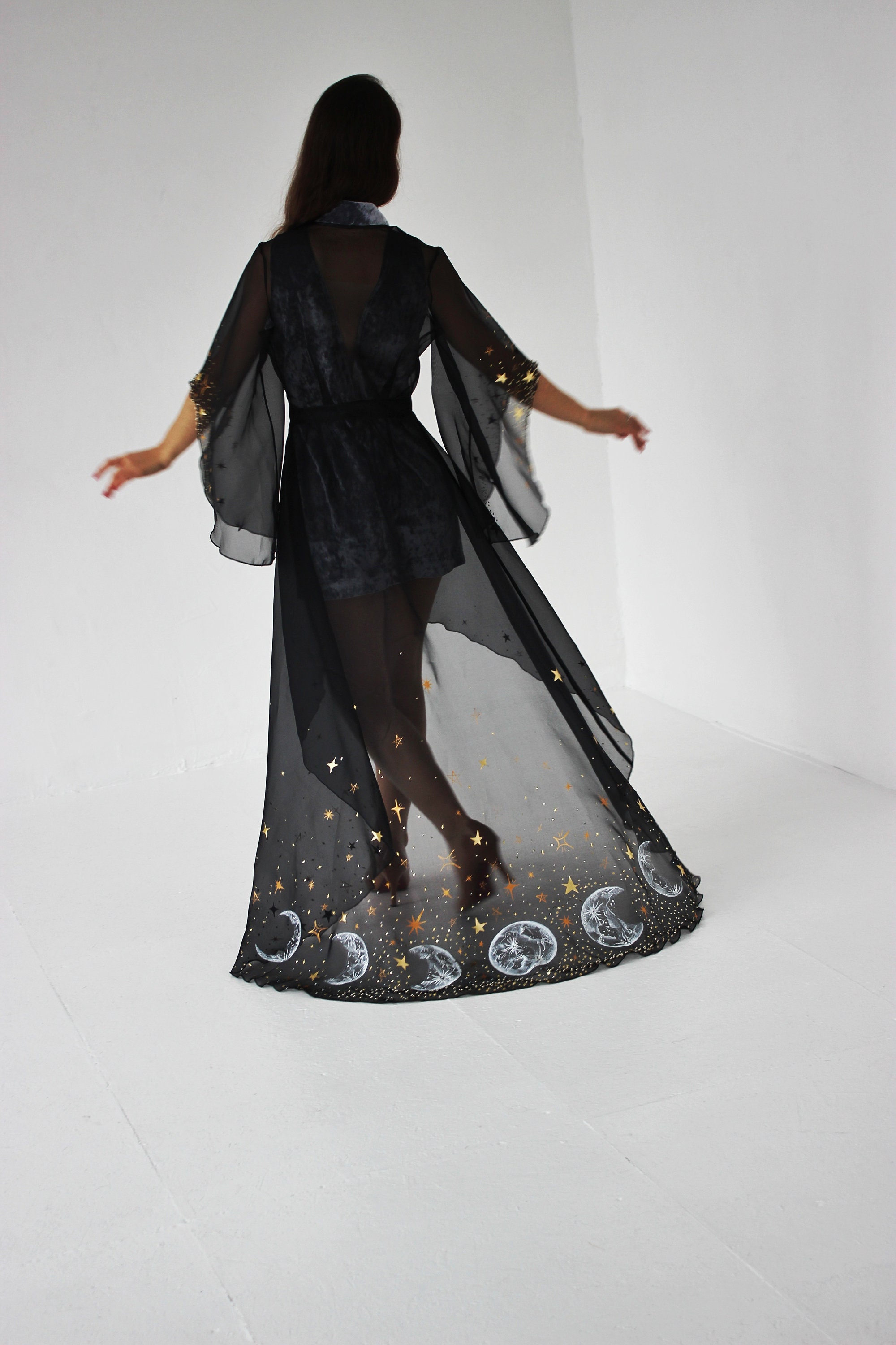 Black Moon Dress Black Wedding Dress Organza Silk Dress Moon Dress Star ...