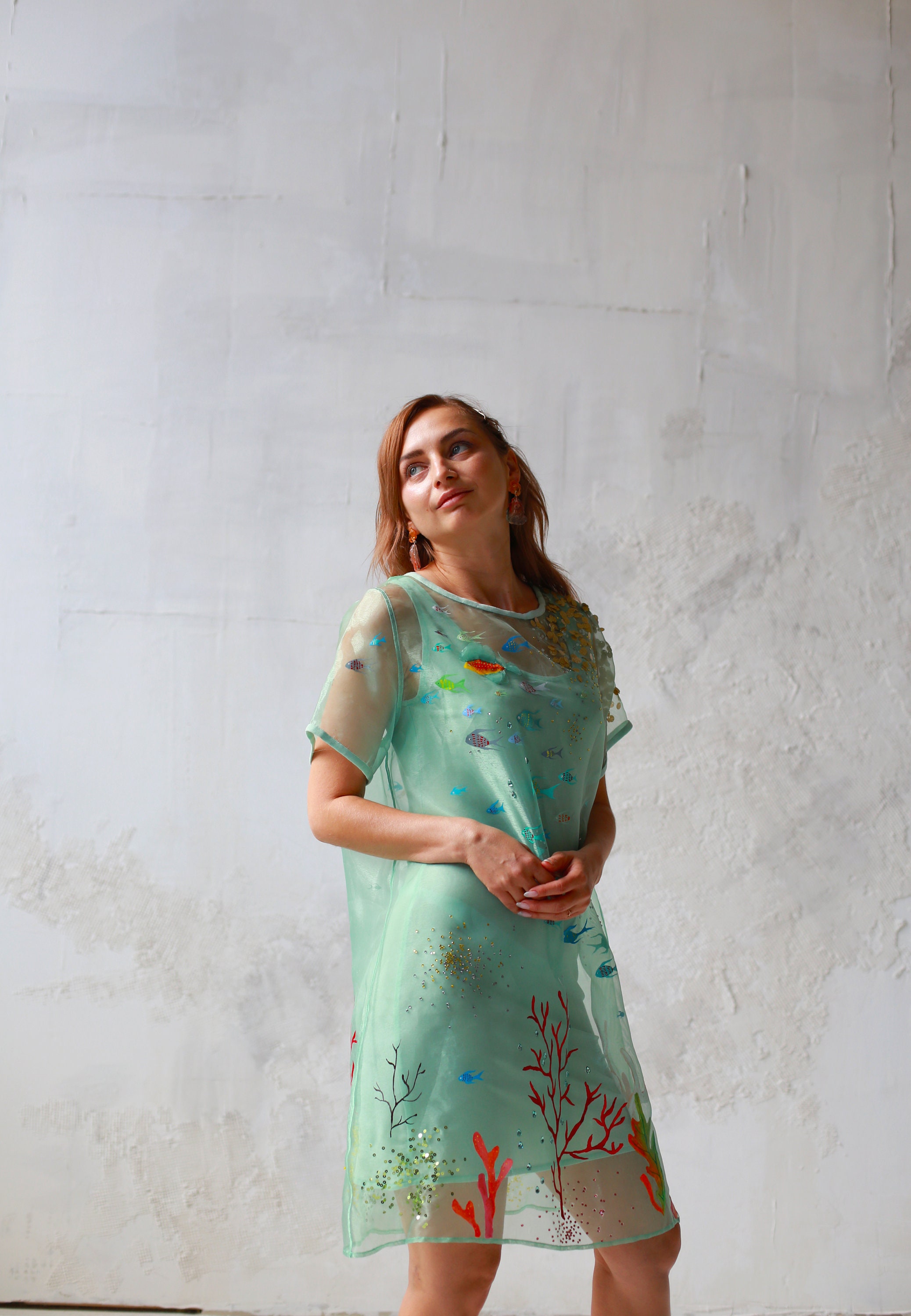 Organsa Dress Party Dress Sea Dress Unique Prom Dress T-shirt Dress ...