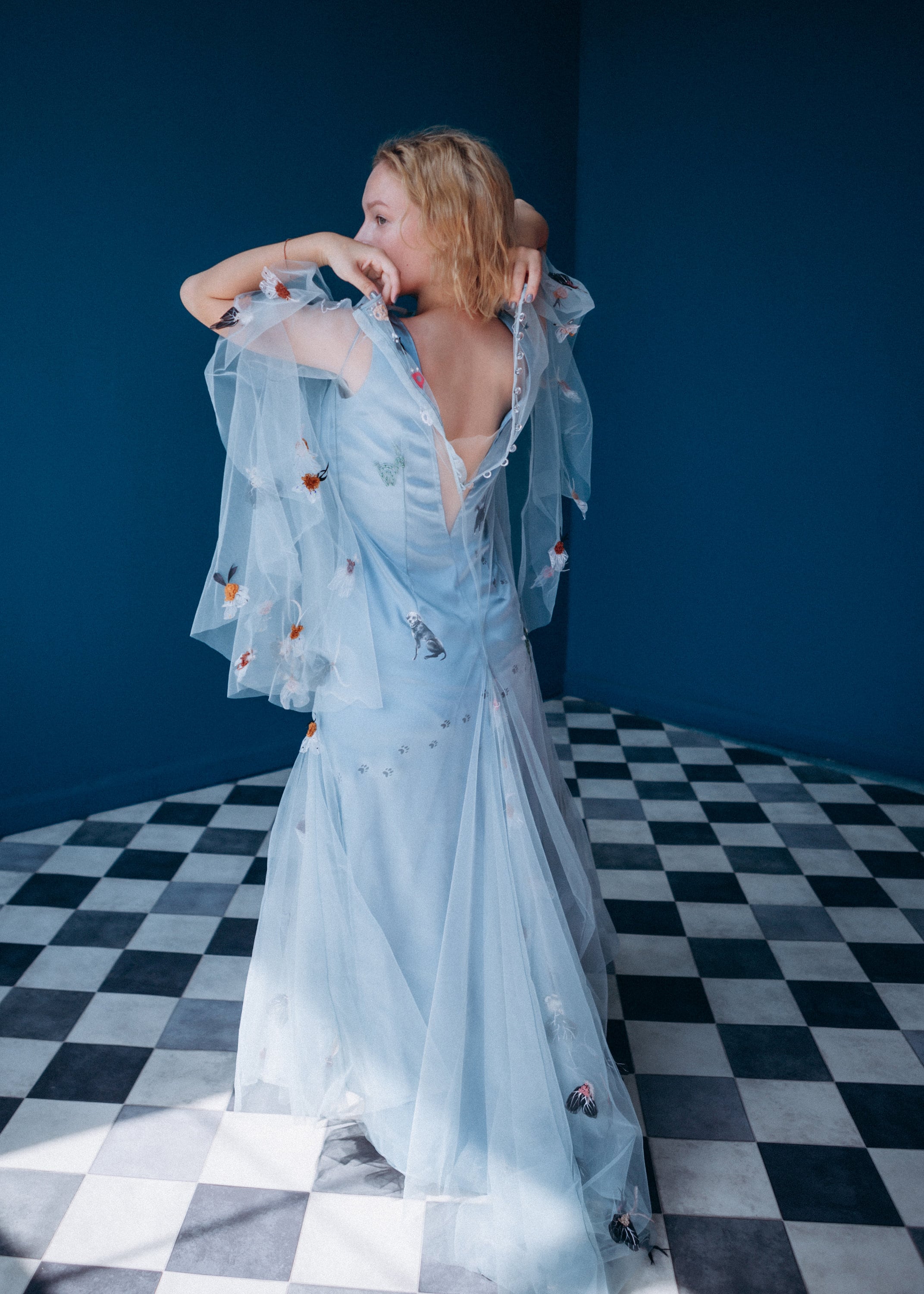 Blue Wedding Dress, Custom Wedding Dress, Embroidery Dress, Dress With ...