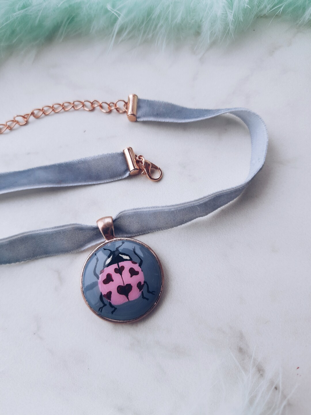 Ladybug Choker Unusual Choker Designed Jewelry Cute Choker Jewelry Gift ...